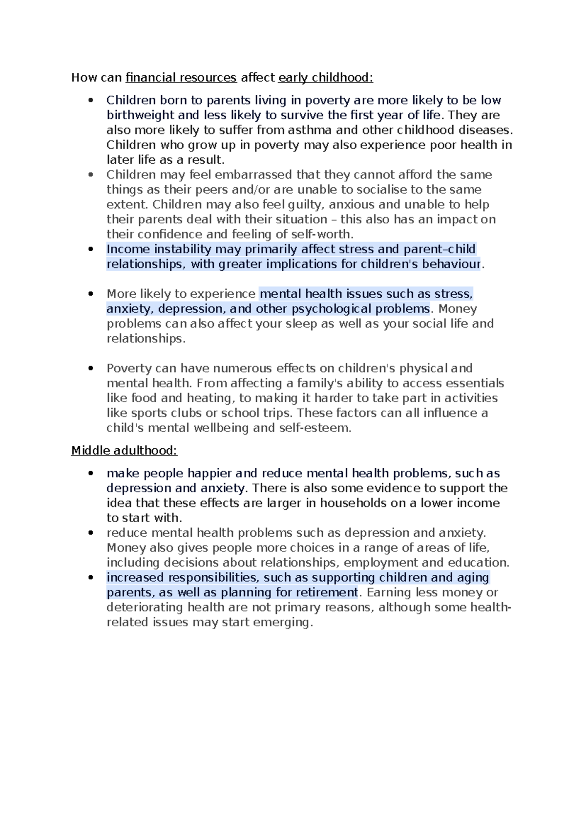 The Impact of Financial Resources on Early Childhood Development - Studocu