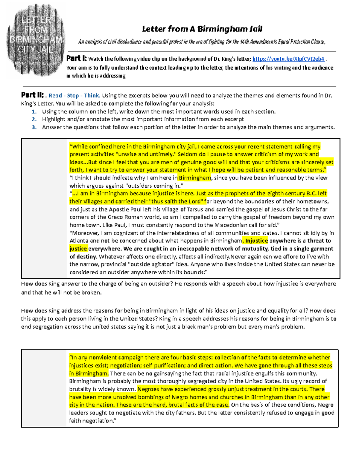 Analyzing "A Letter from A Birmingham Jail": Themes & Insights for ...