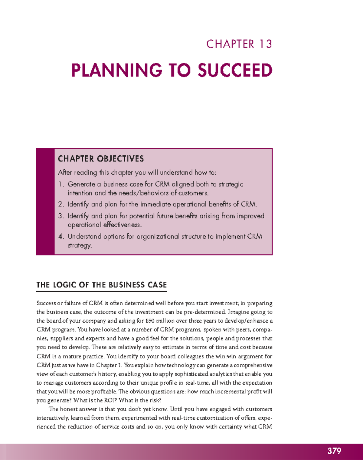 CRM 101: Planning to Succeed - Chapter 13 Insights - Studocu