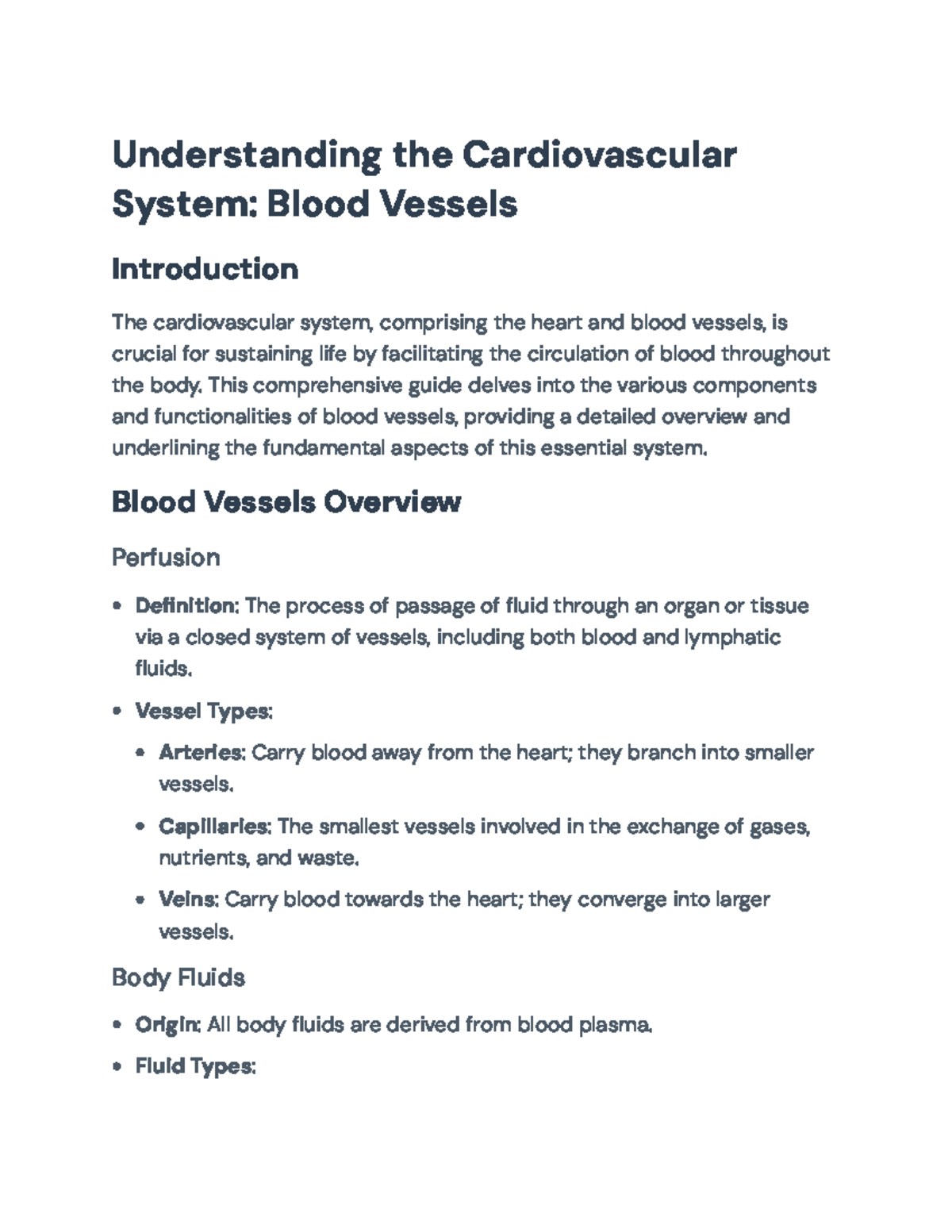 Understanding the Cardiovascular System: Blood Vessels Overview ...