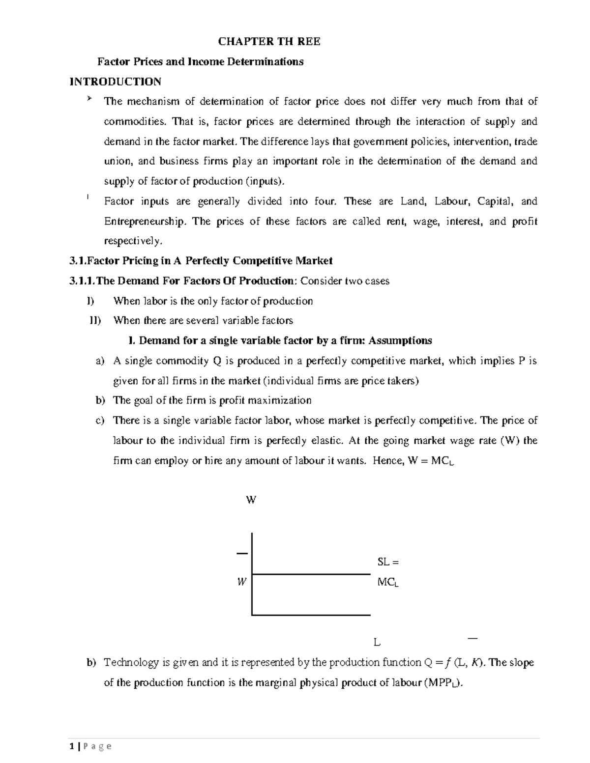 Microeconomics 2: Chapter 3 - Factor Prices and Income Determinations ...