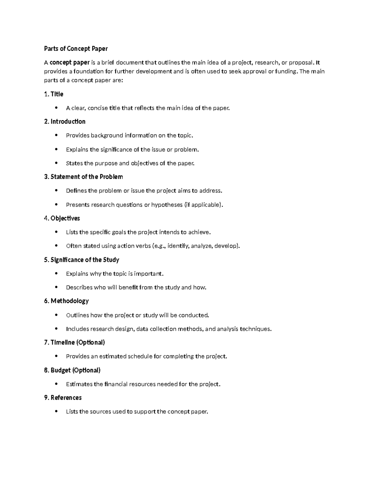 Concept Paper Structure: Key Components and Guidelines - Studocu