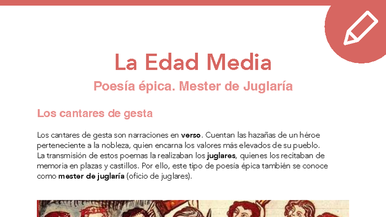 Poesía Épica y Mester de Juglaría en Lengua y Literatura 3º ESO - Studocu