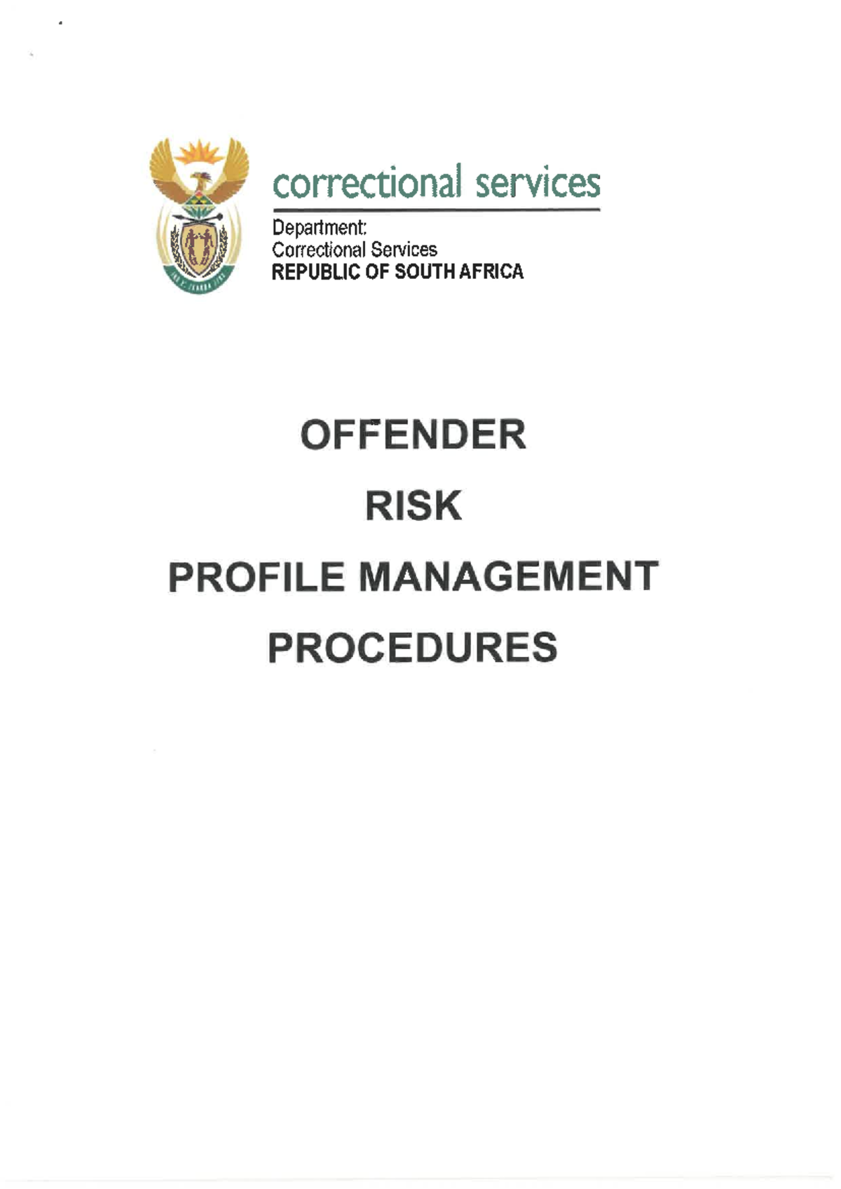 Offender Risk Profile Management Procedures (CRS 101) - Studocu