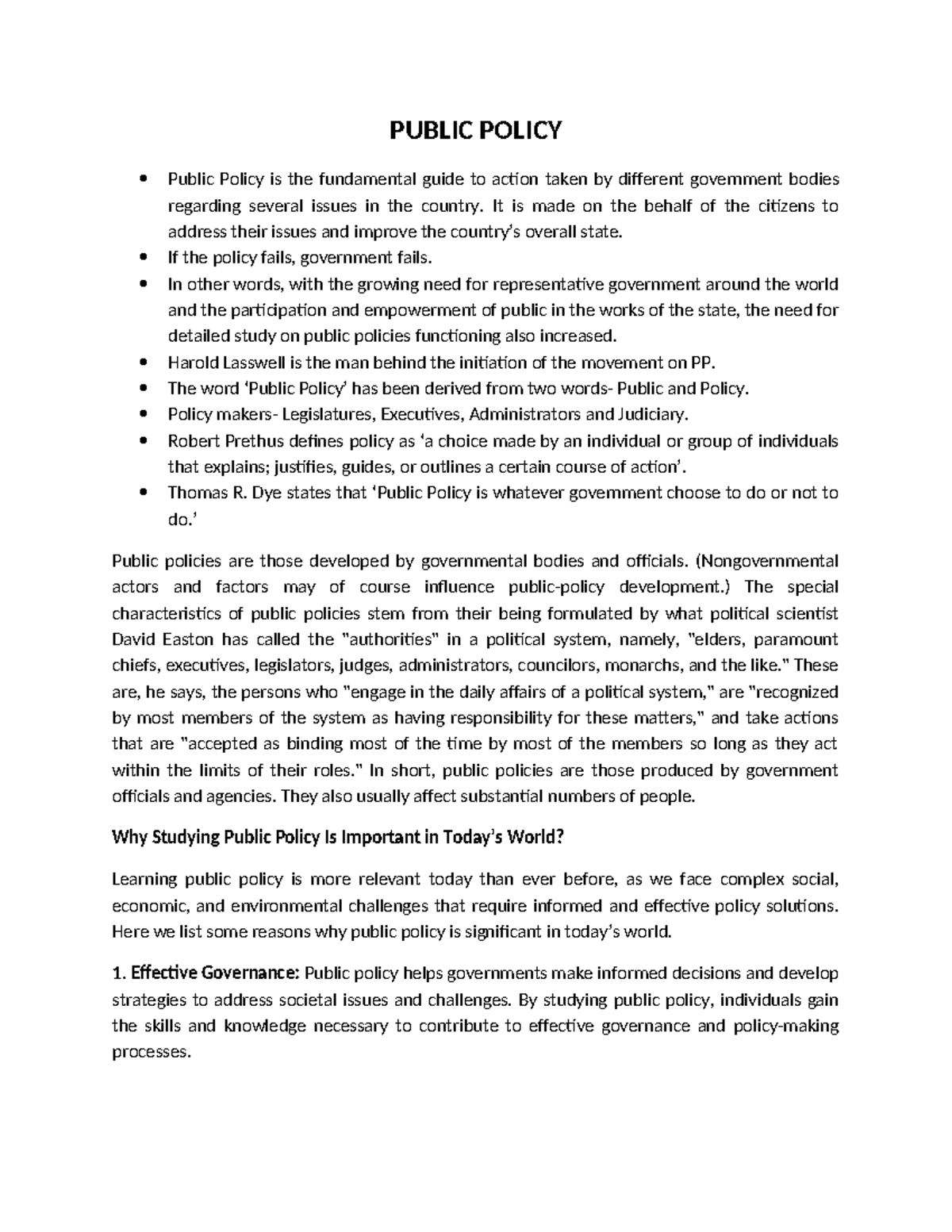 Public Policy - Comprehensive Study Notes on PP Concepts - Studocu