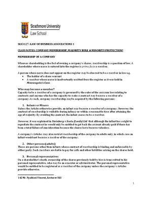 Chapter 3 - Memarts of a Company - SLS3127: LAW OF BUSINESS ...