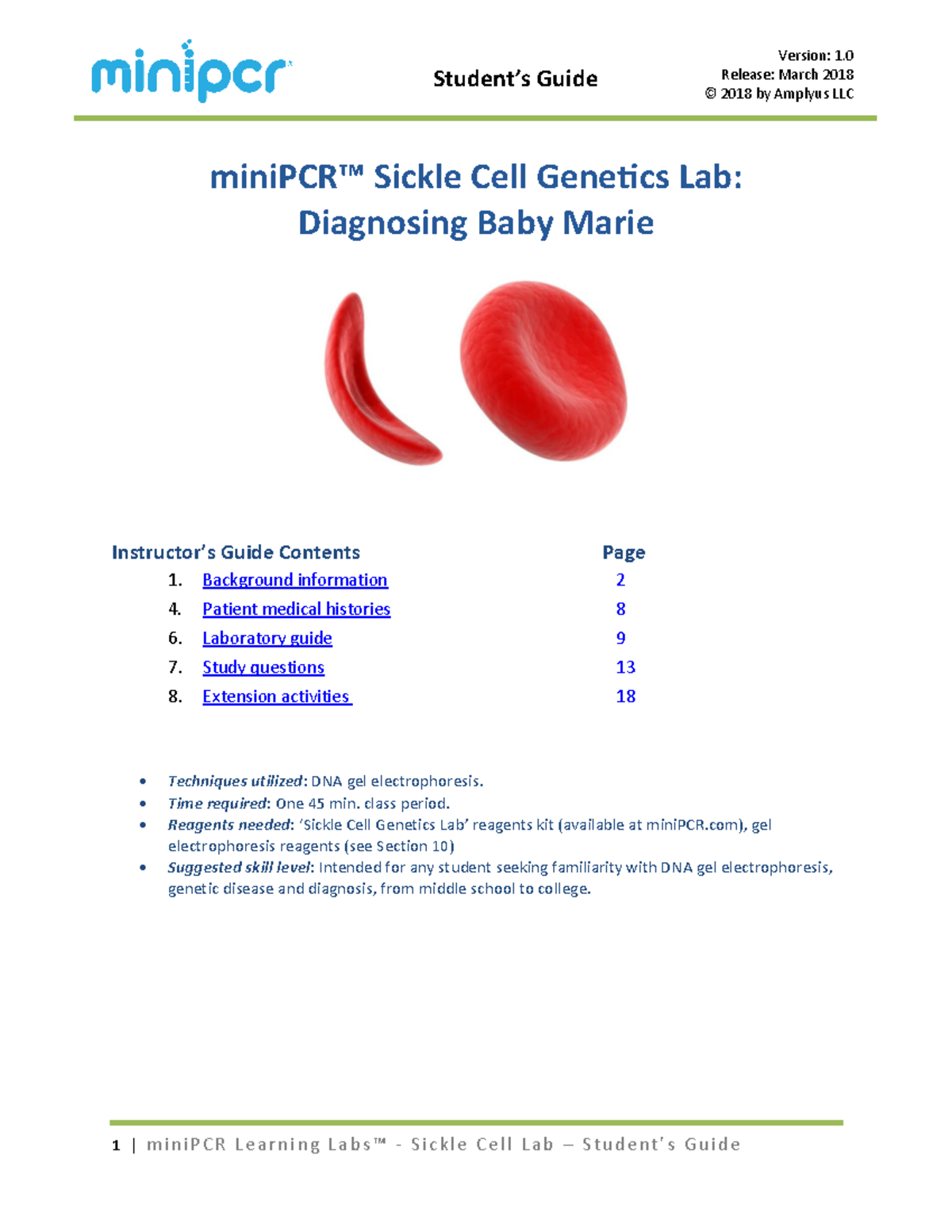 Sickle Cell Disease Diagnosis Lab for miniPCR™ | BIOL 101 Final Exam ...