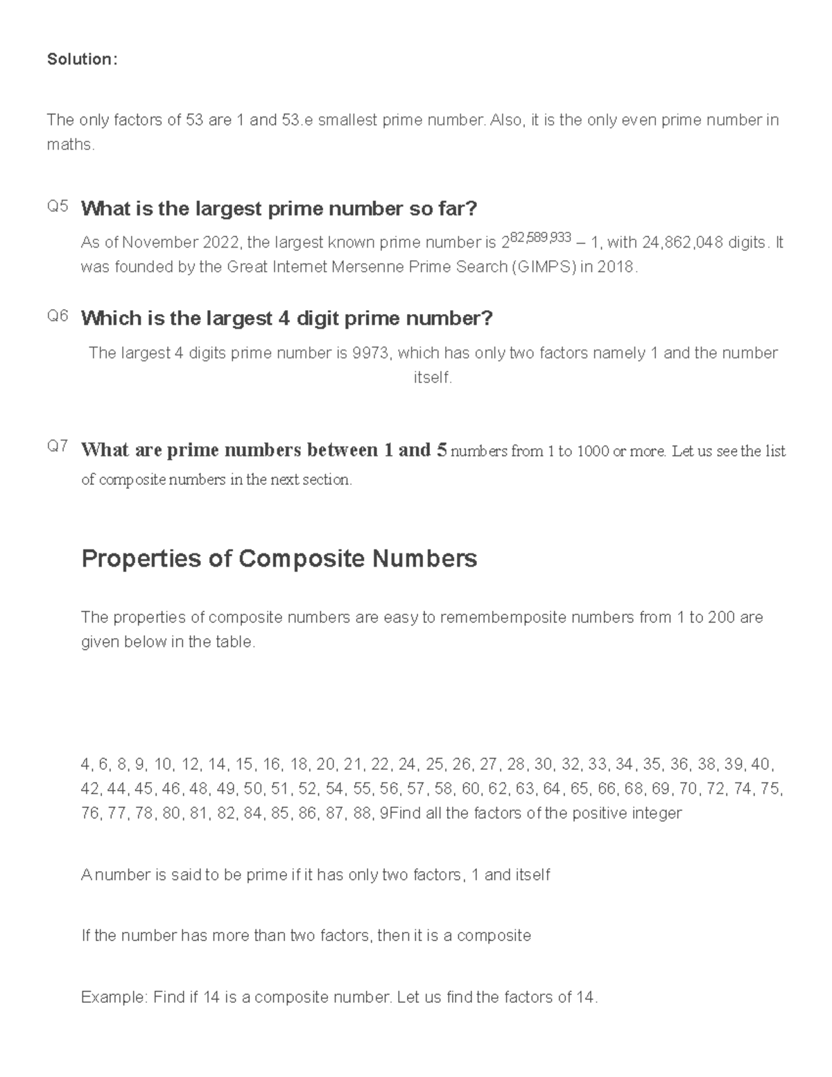 Math Notes: Prime and Composite Numbers (Exam Prep) - Studocu