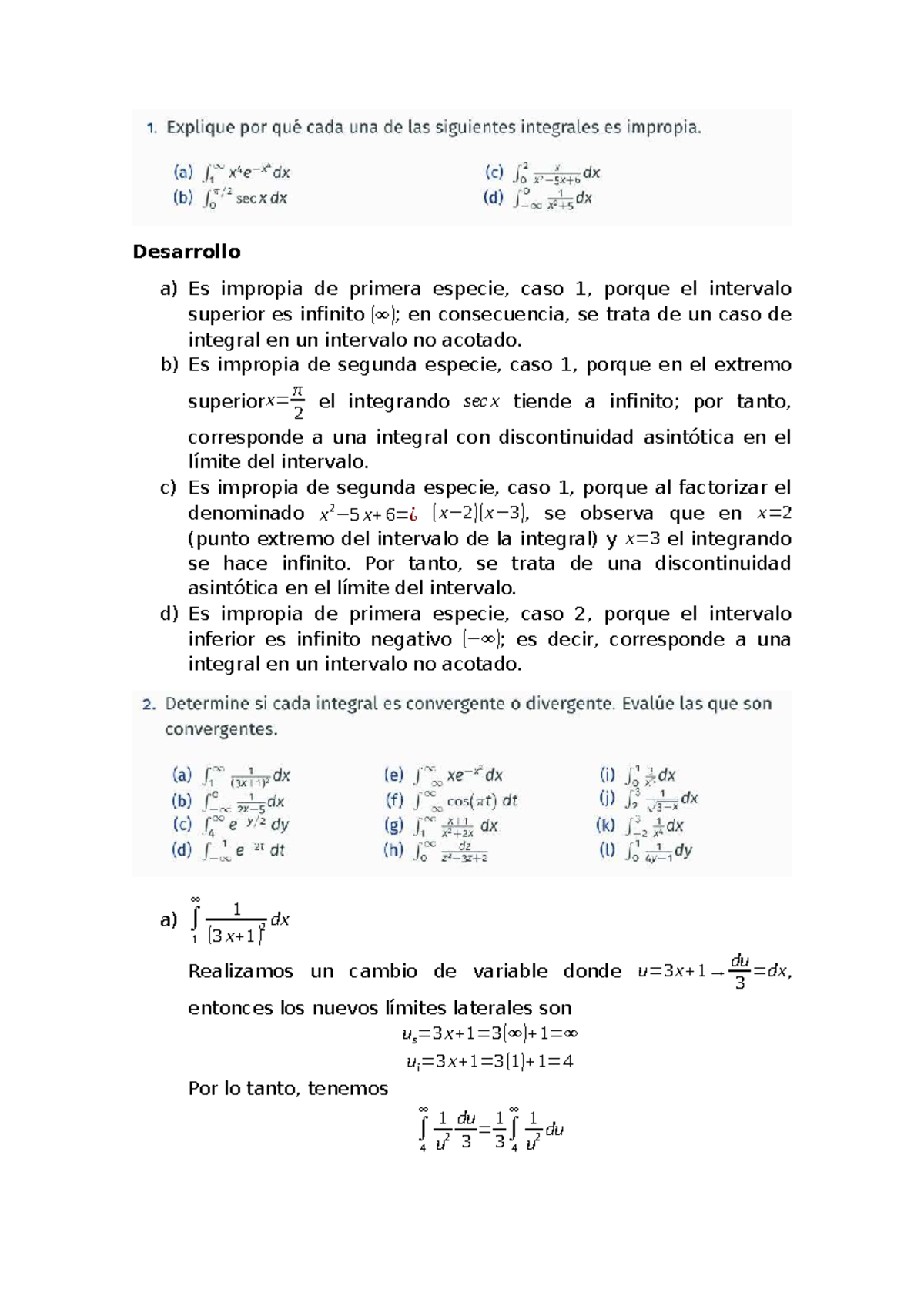 Integrales Impropias - Análisis de Casos y Convergencia (MAT-101) - Studocu