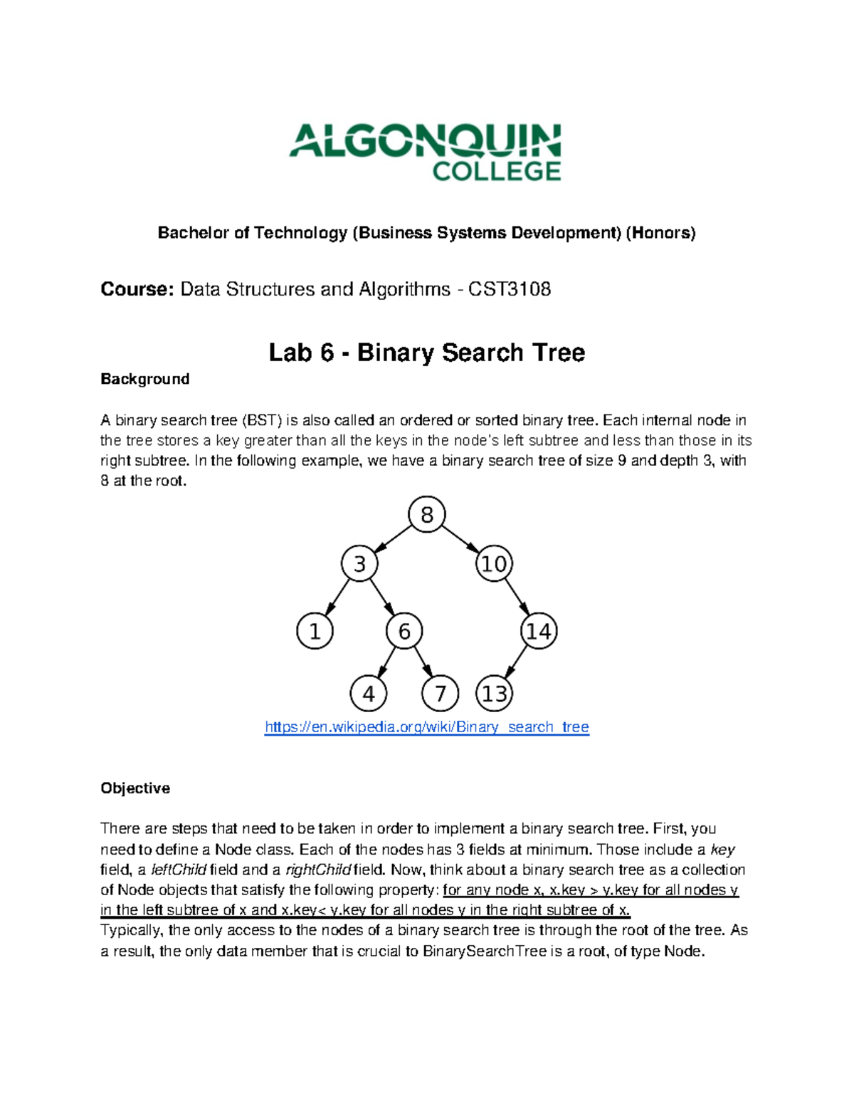 CST3108 Lab 6: Implementing Binary Search Trees - Studocu