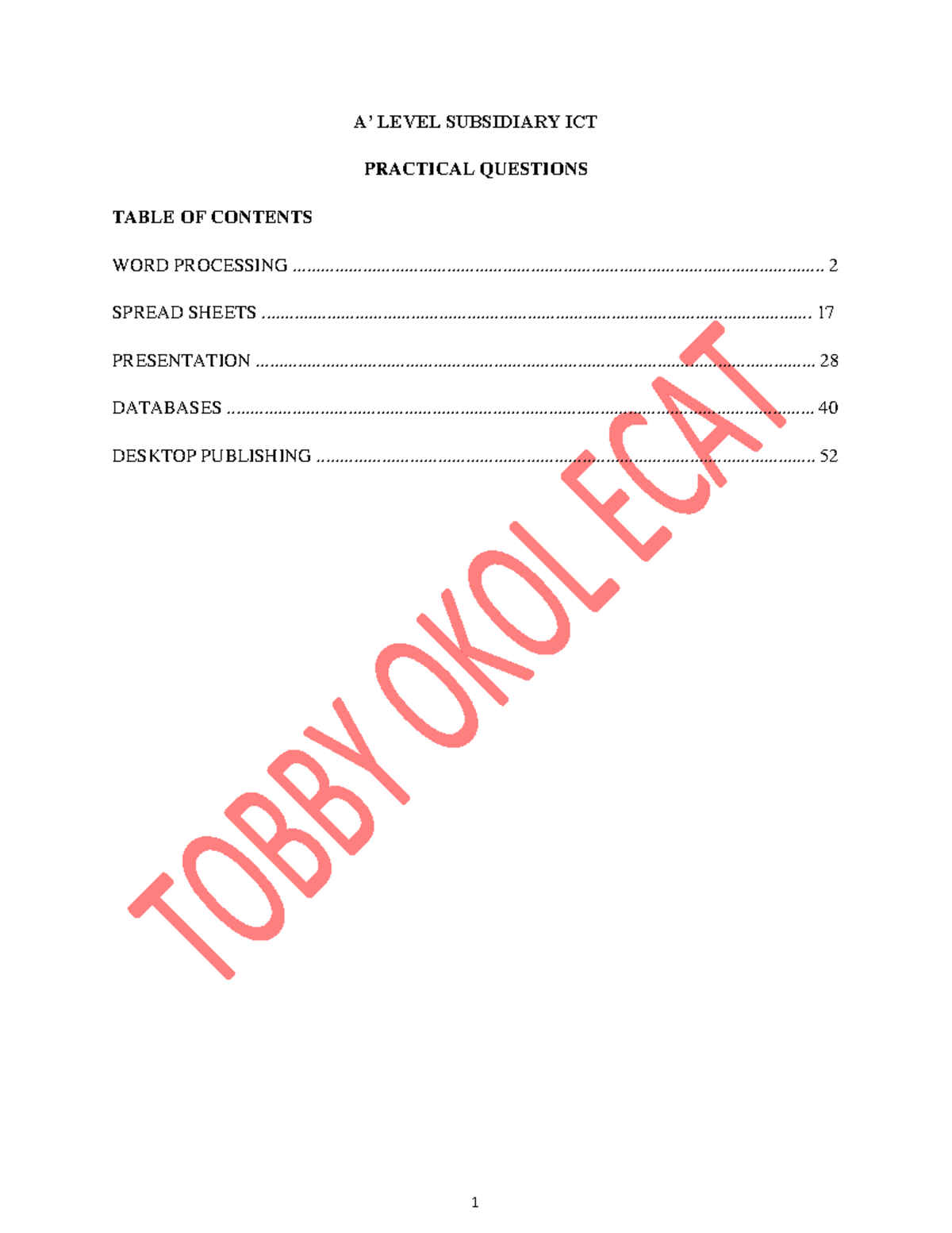 S.6 ICT Practical Guide: Word Processing, Spreadsheets, & More - Studocu
