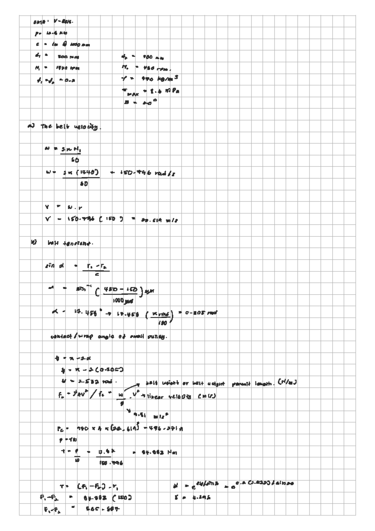 DATA: Tutorial on Belt Tension Calculations (Group 1) - Studocu