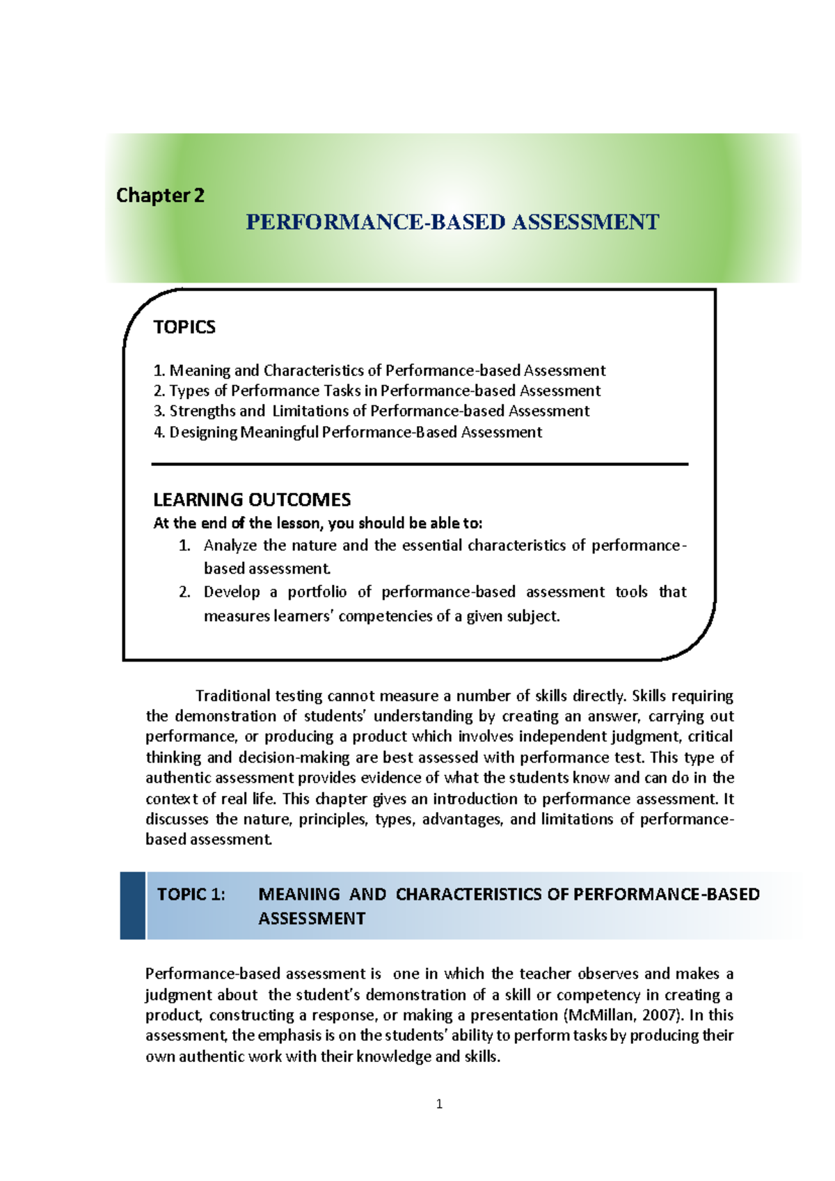 PBA 101: Module Assessment 2 - Introduction to Performance-Based ...