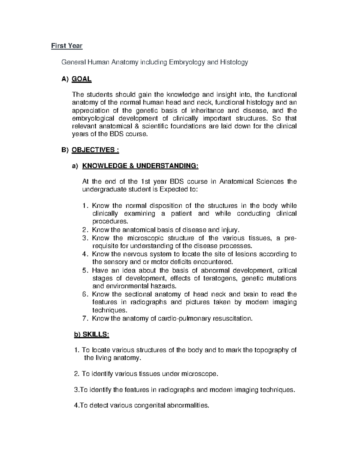 BDS 1st Year: Lecture Notes on General Human Anatomy & Physiology - Studocu