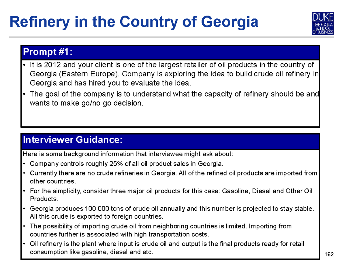 Georgia Oil Refinery Case Study: Evaluating Investment Viability - Studocu
