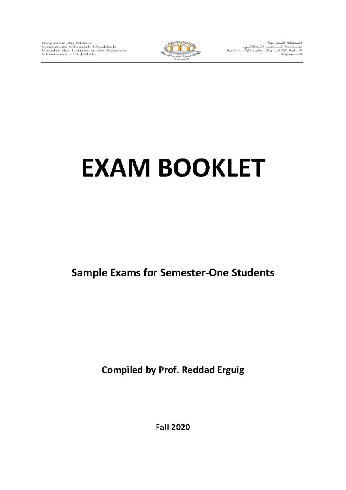 S1 Final Exam Booklet - Grammar and Preposition Practice Fall 2020 ...