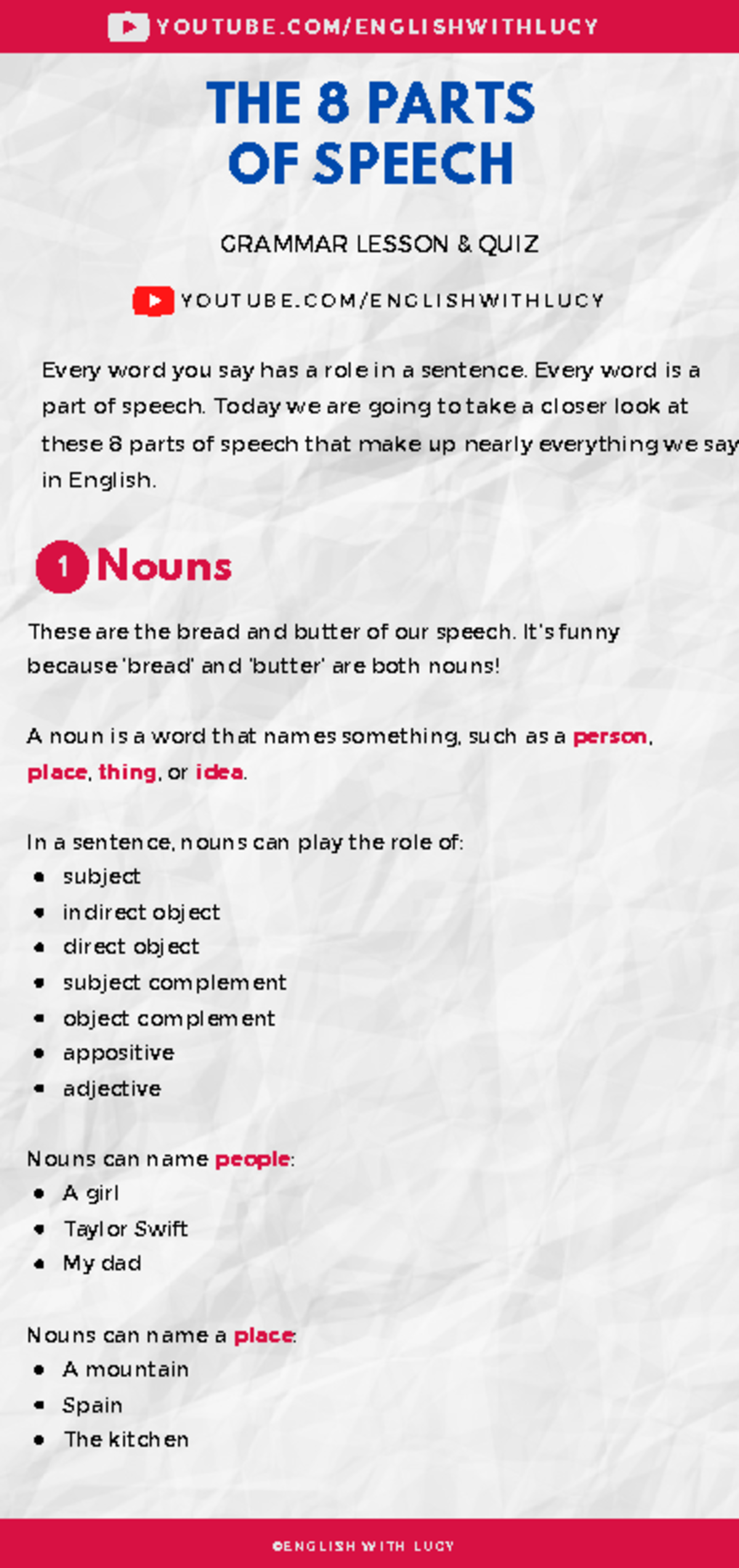 43. Comprehensive Guide to the 8 Parts of Speech - Grammar Lesson - Studocu