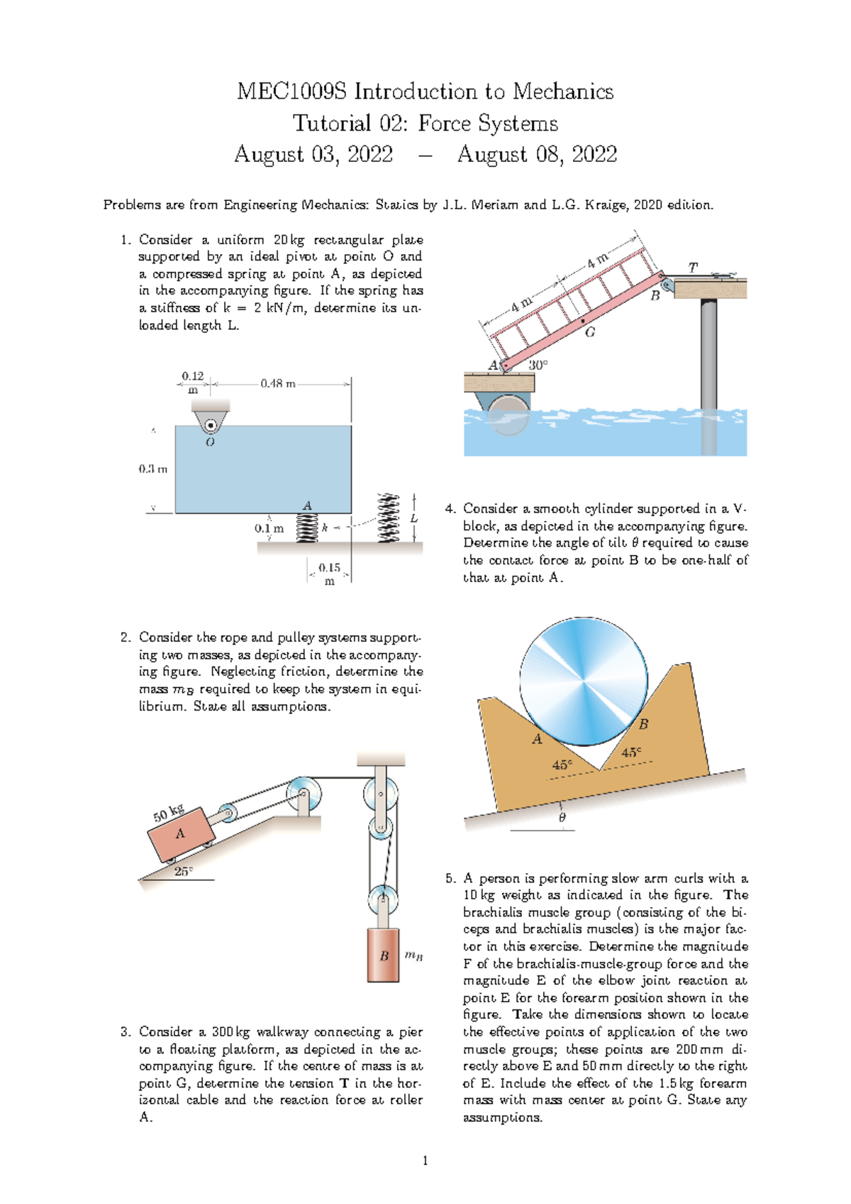 MEC1009S Tutorial 02: Force Systems Problem Solutions - Studocu