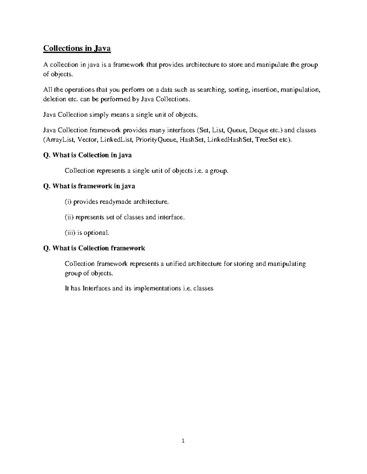 Java Collections Framework Overview and Key Concepts - Studocu