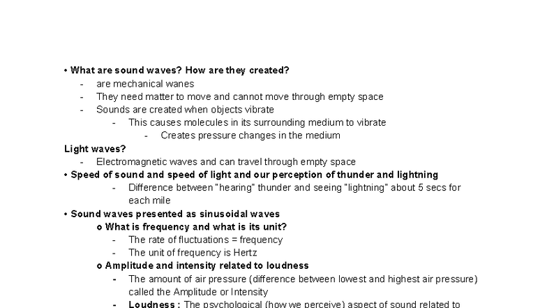Auditory System Function and Structure - BIOL 101 Lecture Notes - Studocu