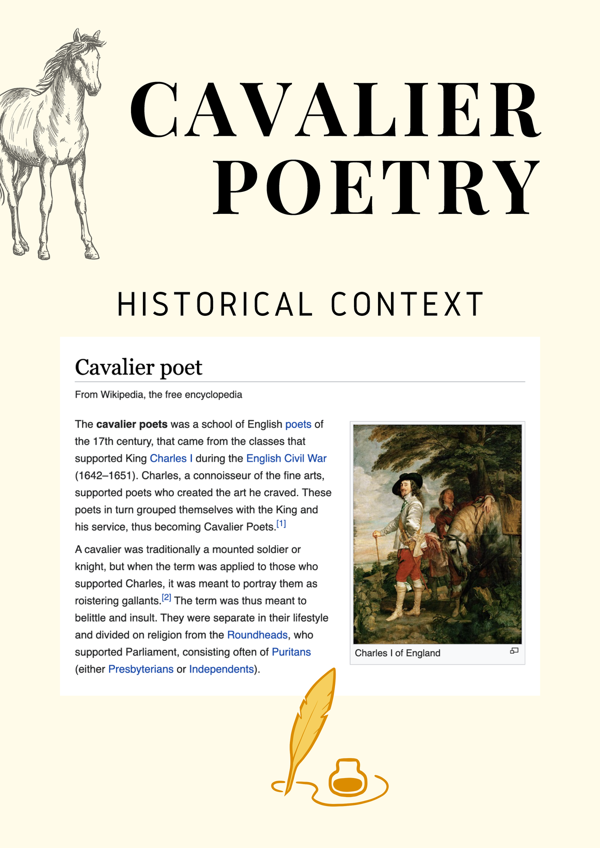Cavalier Poetry Notes: Context, Poets, and Literary Devices - Studocu