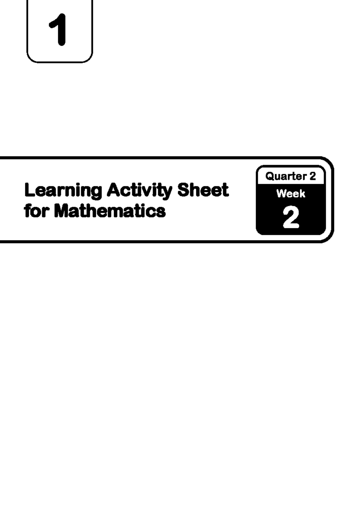LAS Math 1 Q2 Week 2 - Teacher's Learning Activity Sheet - Studocu