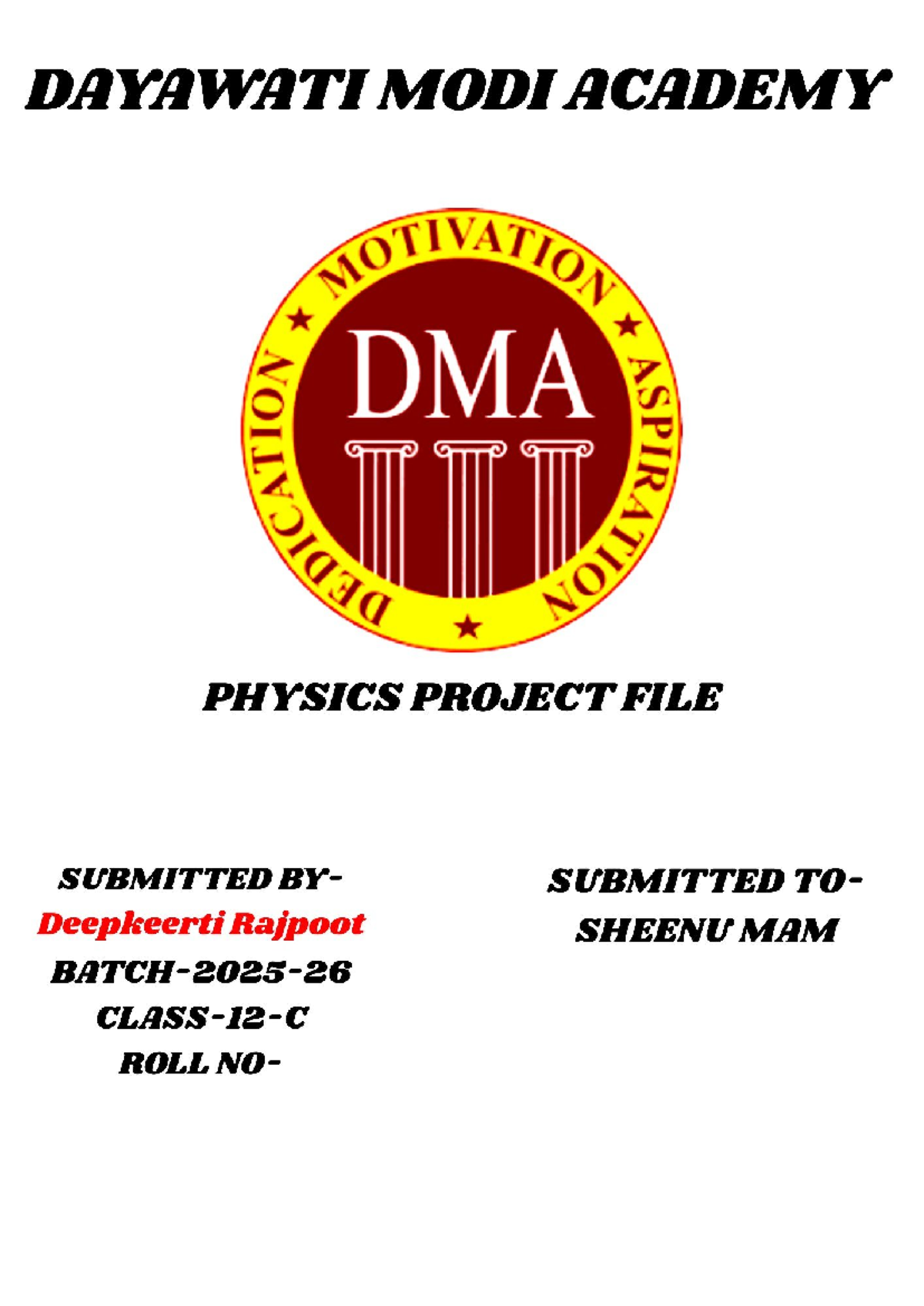 DMA PHYSICS PROJECT FILE: Moving Coil Galvanometer Analysis - Studocu