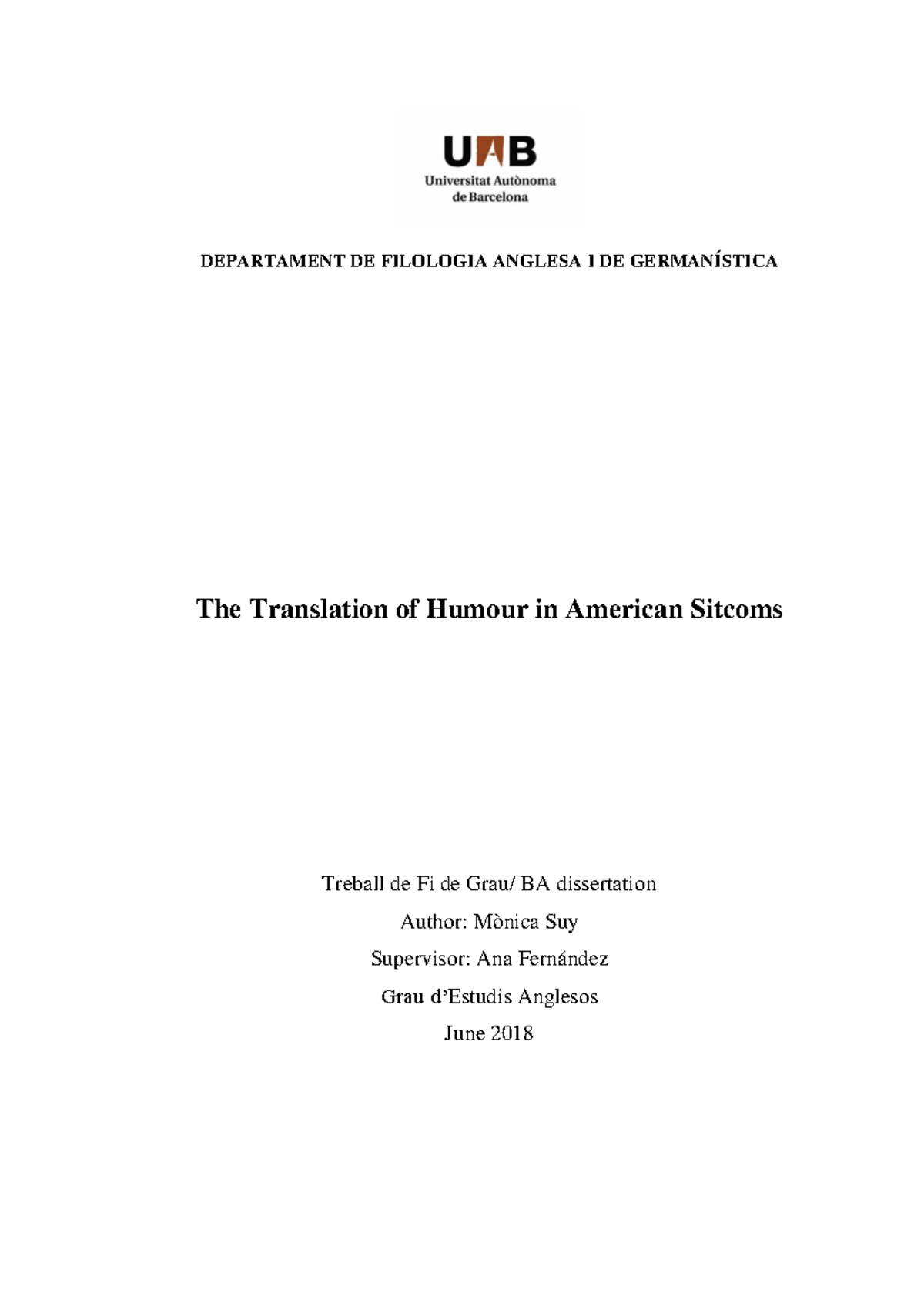 The Translation of Humour in American Sitcoms - Warning: TT: undefined ...