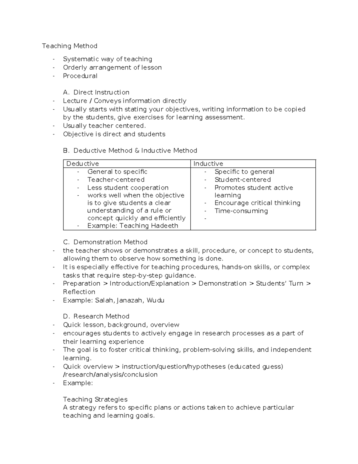 Teaching Methods Overview: Strategies & Approaches for Effective Learning - Studocu