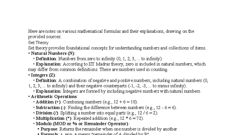 Maths - SETS & Functions: Formulas and Algorithm Summary - Studocu
