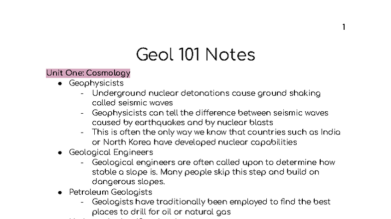 Geol 101 Lecture Notes: Relative Dating & Index Fossils Concepts - Studocu
