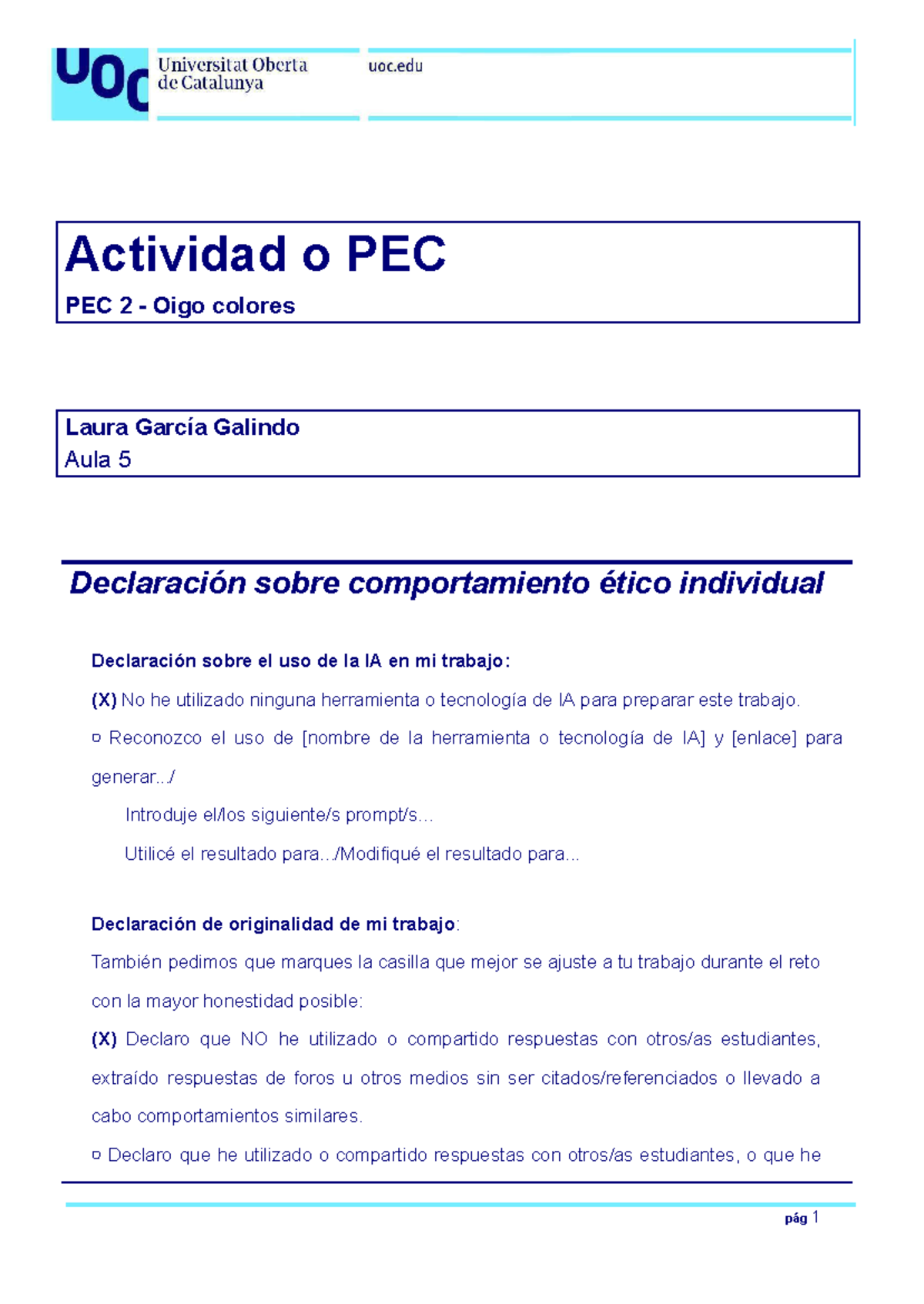 PEC 2 - Percepción y Emoción - Actividad o PEC PEC 2 - Oigo colores Laura García Galindo Aula 5 ...