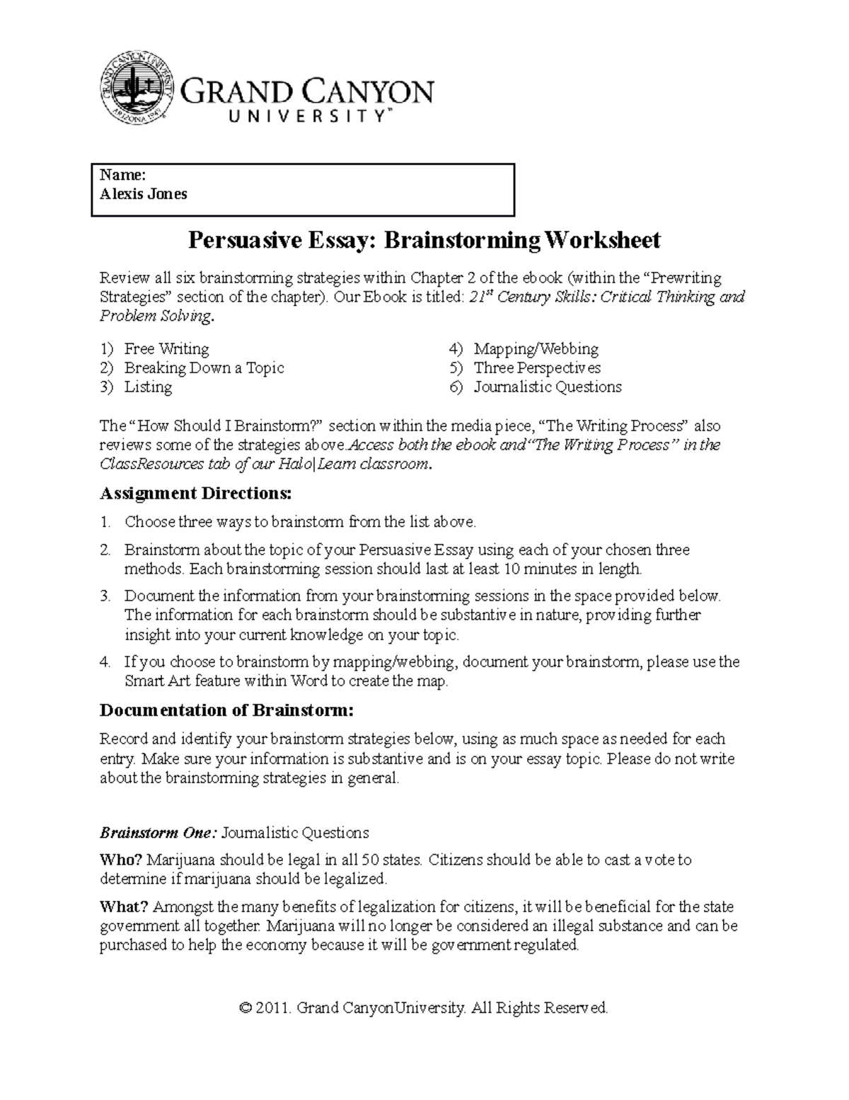 PHI105 T2 Persuasive Essay Brainstorming Worksheet - 04/13/2023 - Studocu