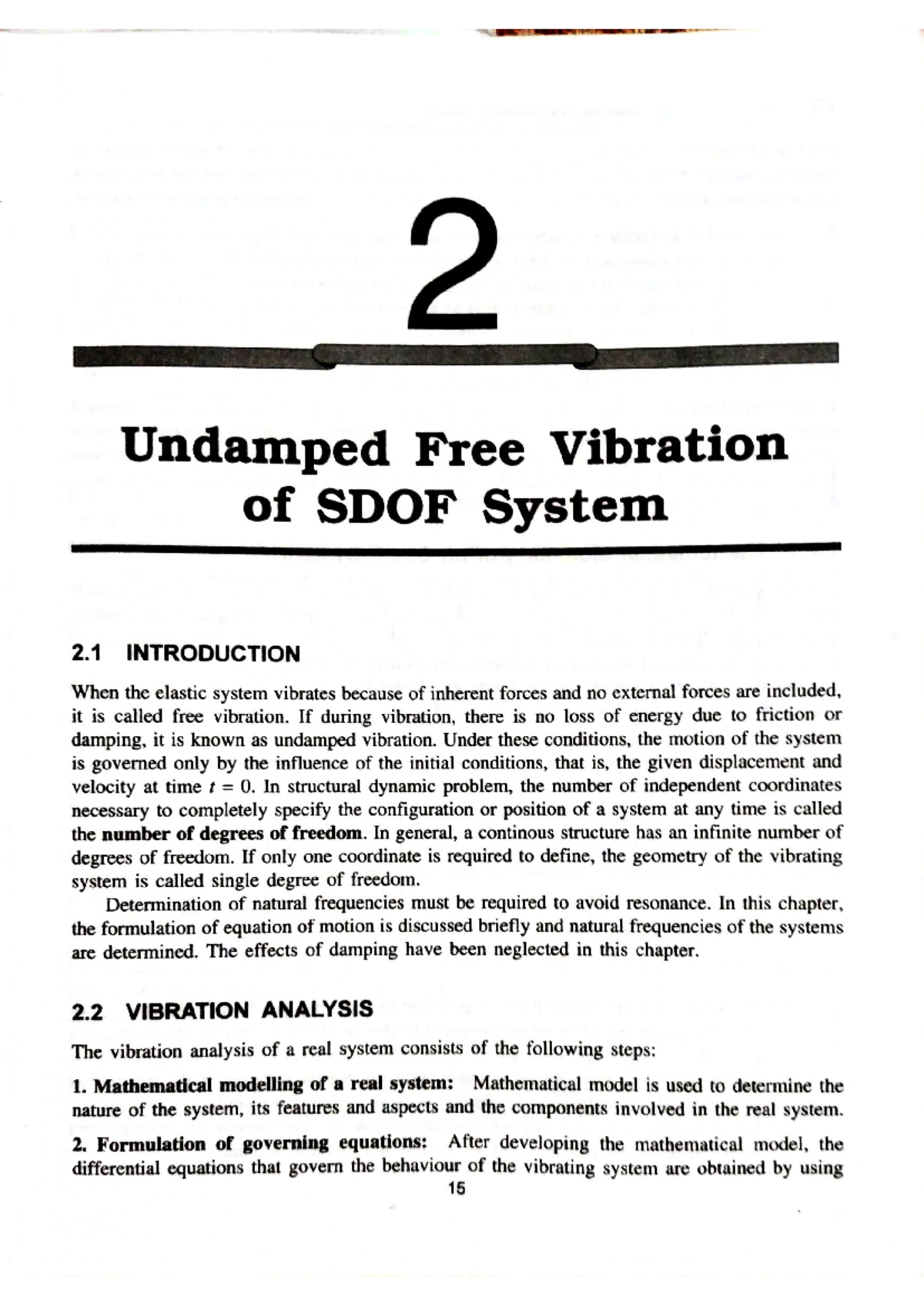 1.3 Undamped Free Vibration of SDOF Systems: Analysis and Equations ...