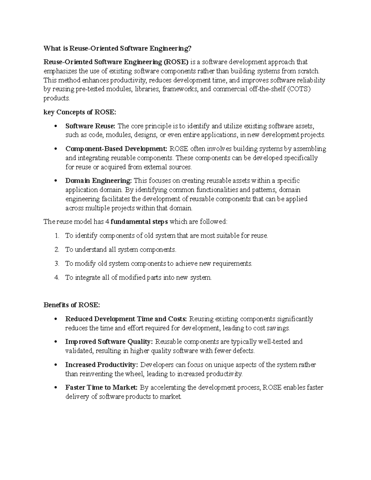 ROSE: Key Concepts, Benefits, and Challenges of Reuse-Oriented Software ...