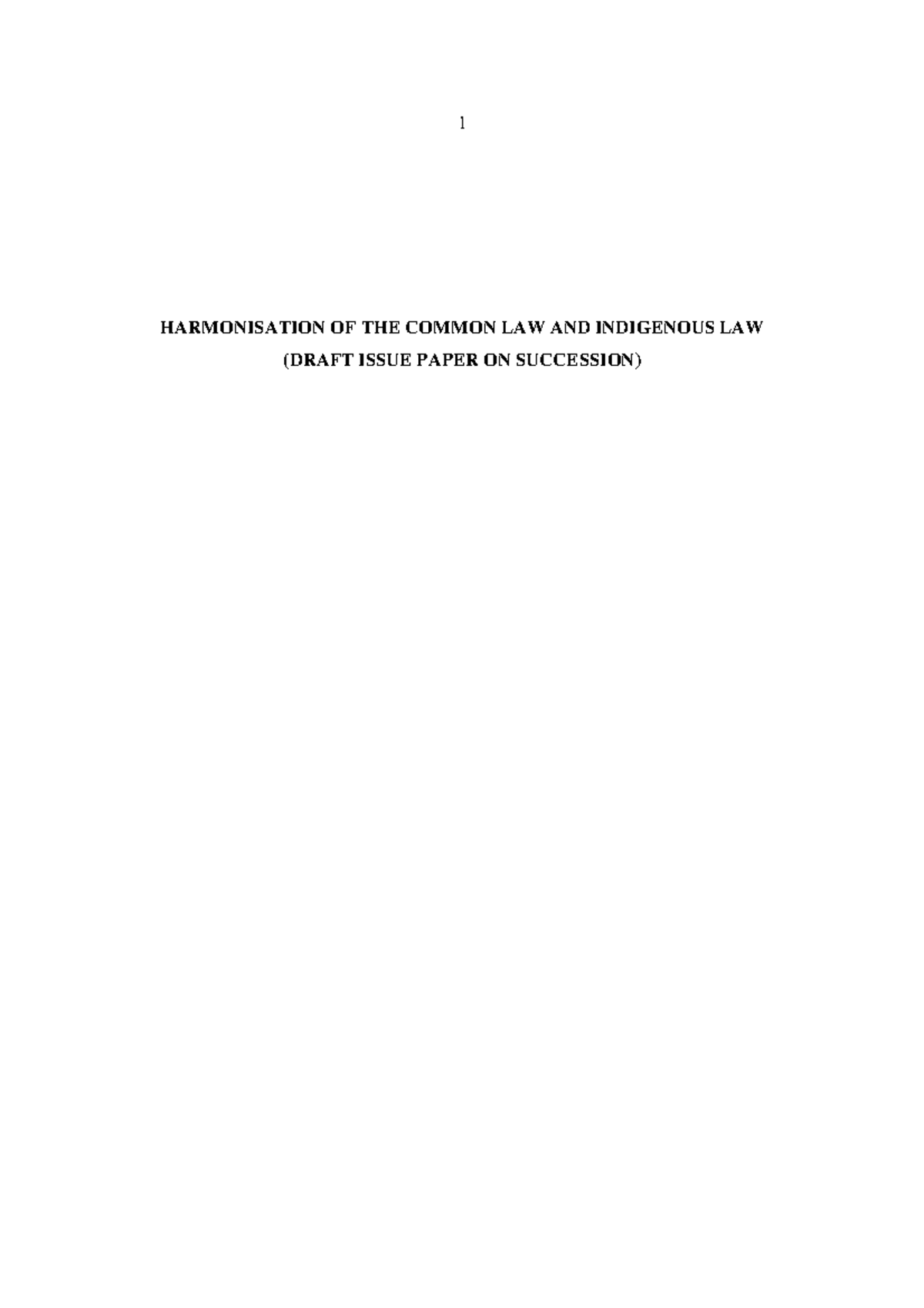 Harmonisation of Common Law & Indigenous Law on Succession (IP12 PRJ108 ...