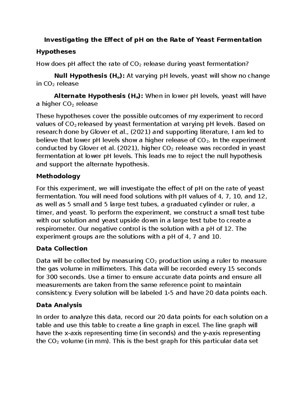 pH Effects on Yeast Fermentation Rate: Experiment Analysis - Studocu