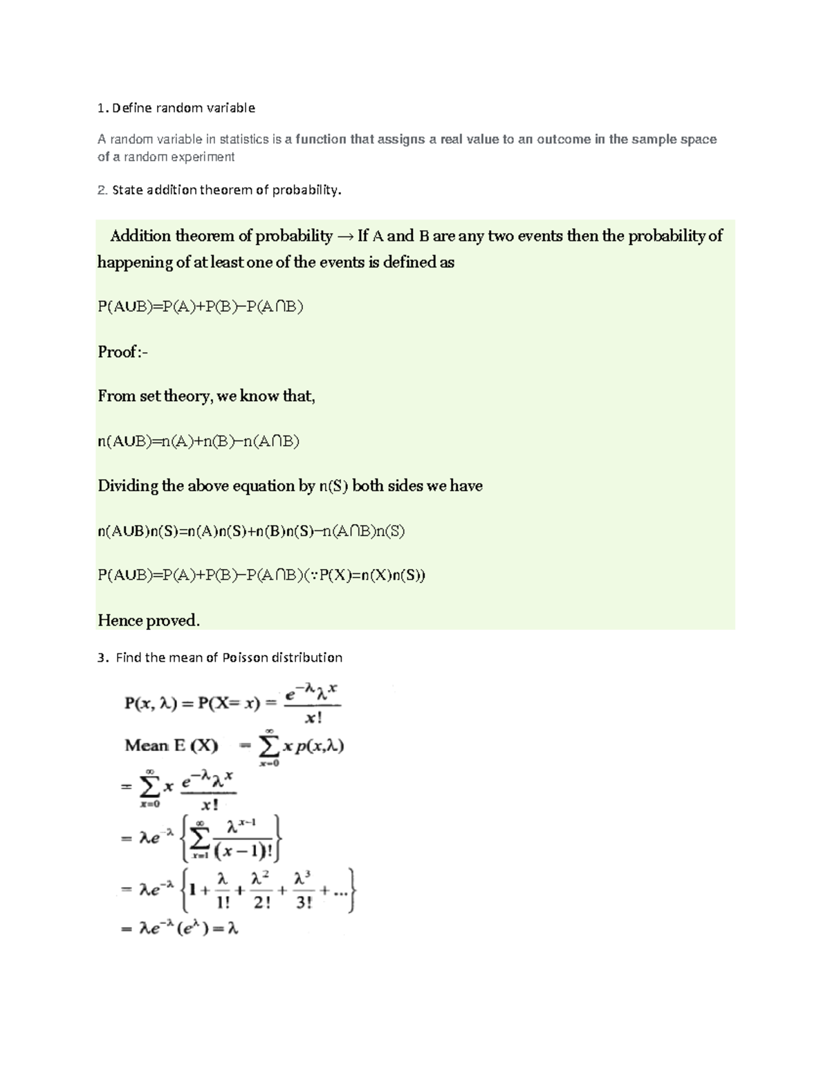 Nov 23 stat - Good - 1. Define random variable A random variable in statistics is a function ...