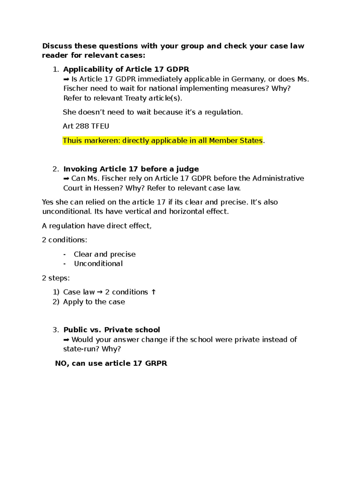 GDPR Article 17 Applicability & Case Law Discussion - Checkpoint School ...