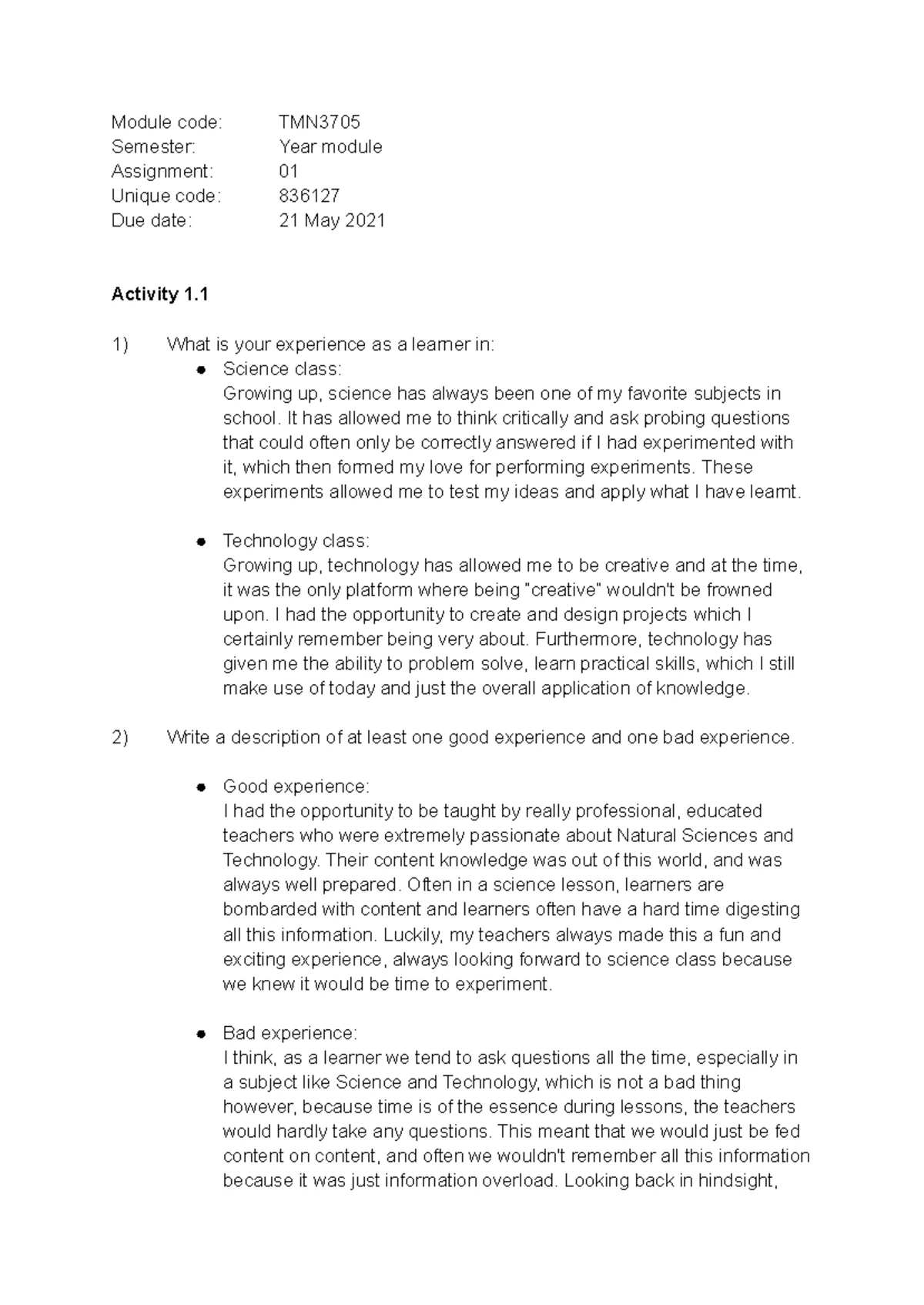 Grade 9 NS Practical Task Term 2 - NATURAL SCIENCES Practical Task 2 ...