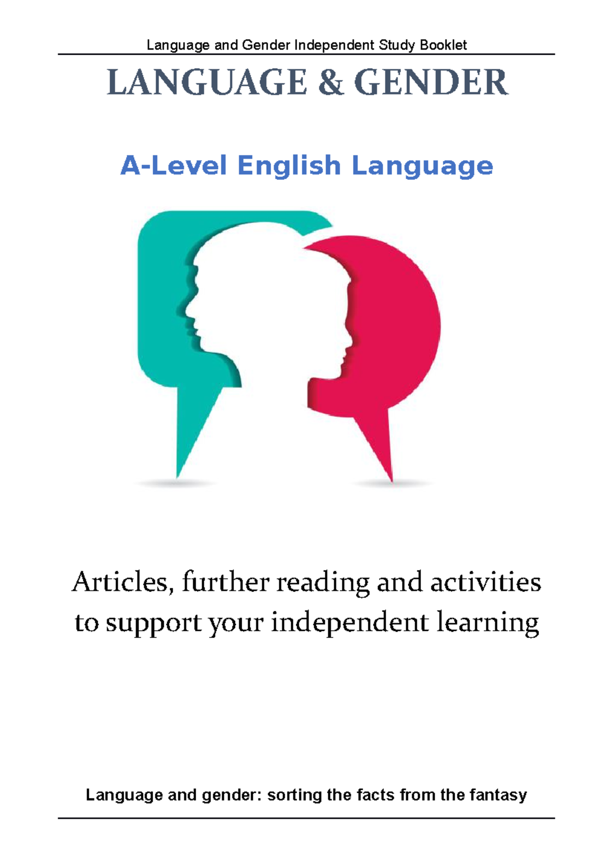 Language and Gender further reading booklet - LANGUAGE & GENDER A-Level ...