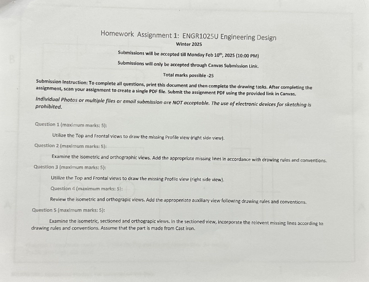 ENGR1025U Engineering Design Assignment 1: Winter 2025 Instructions - Studocu