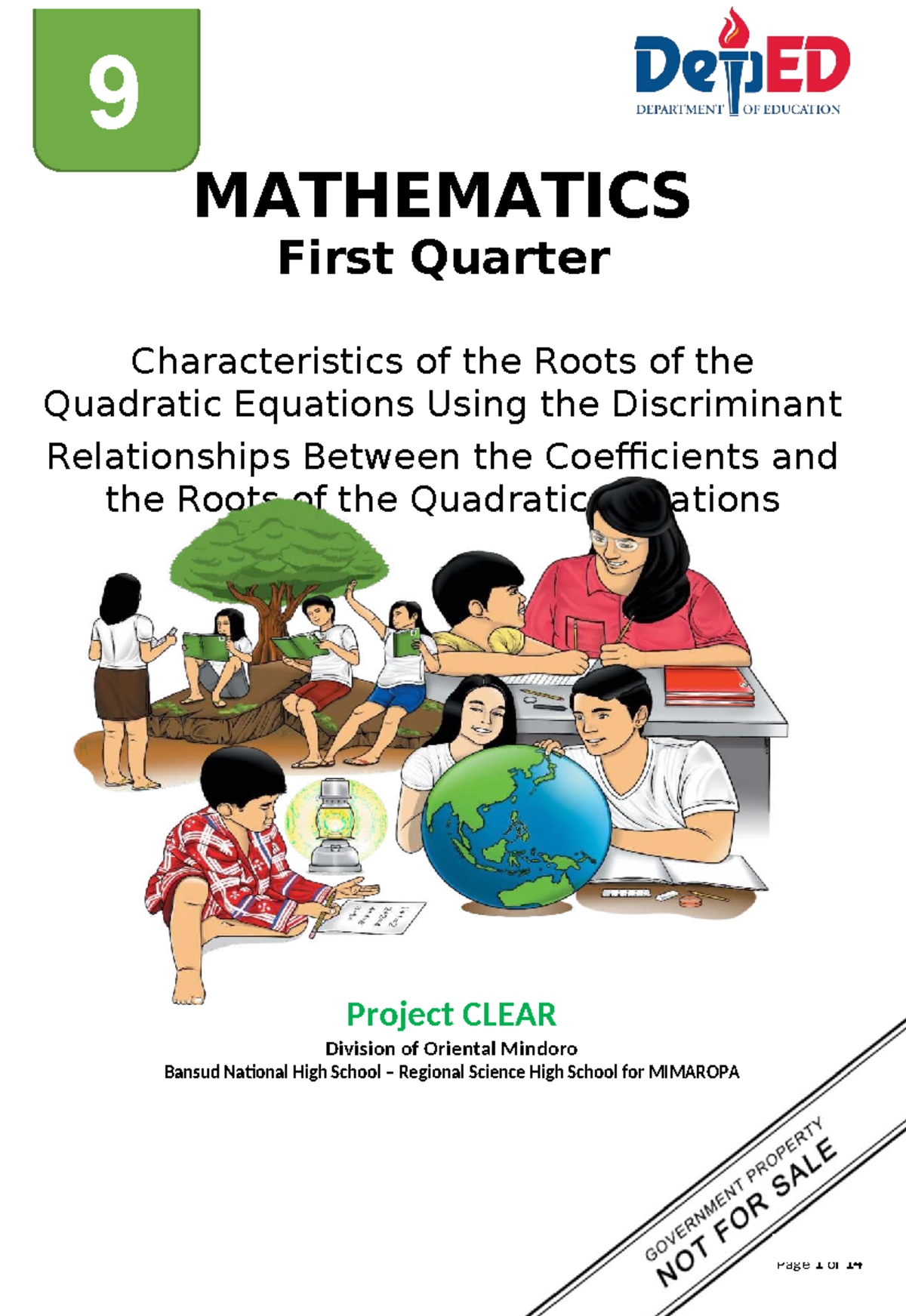 Math-9: Characteristics of Roots of Quadratic Equations - Week 5 Lesson ...
