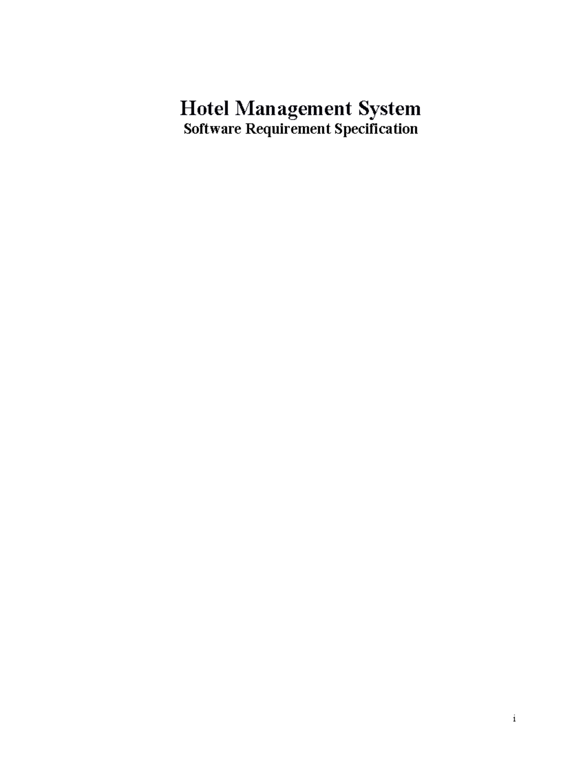 Srs document for hotel management system - Hotel Management System ...