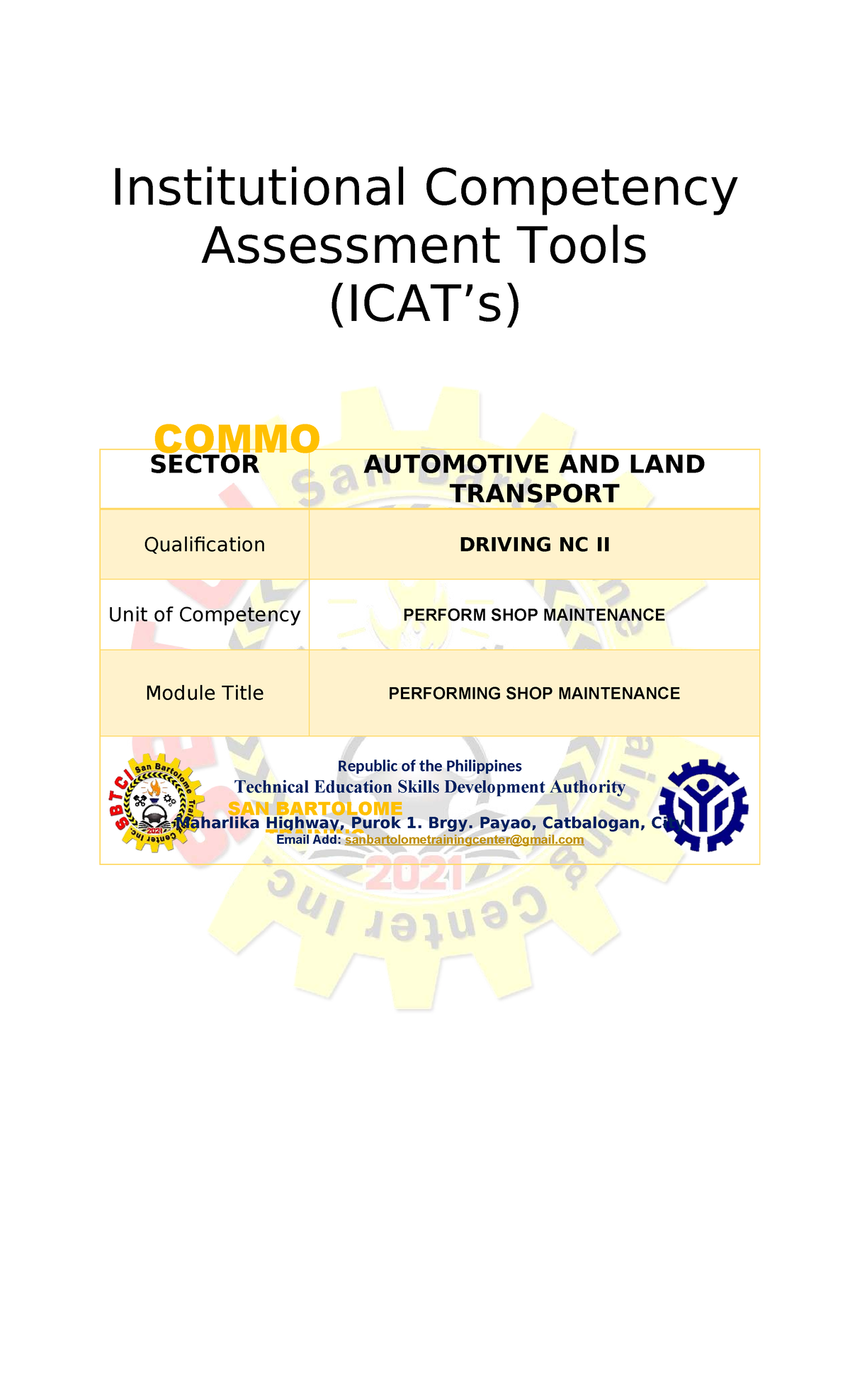 ICAI Common 6 - Modules - Institutional Competency Assessment Tools ...
