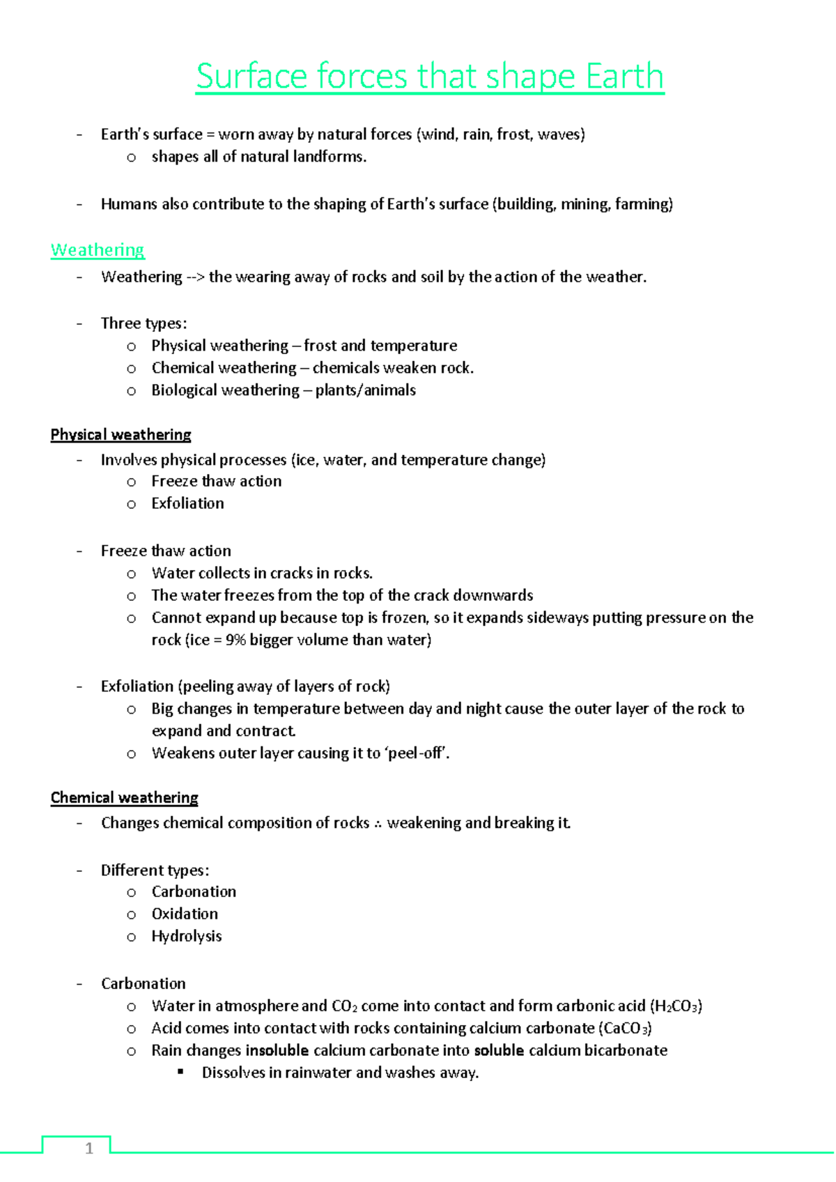 Surface Forces Shaping Earth: A Study of Weathering & Erosion (GR 9 ...