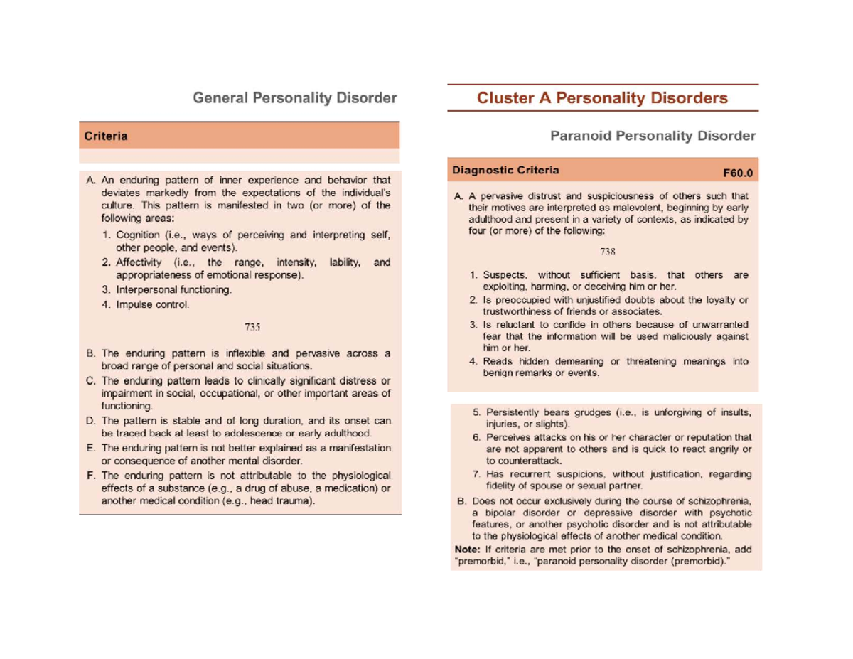 Personality Disorders Overview: Criteria & Types (F60.x) - Studocu