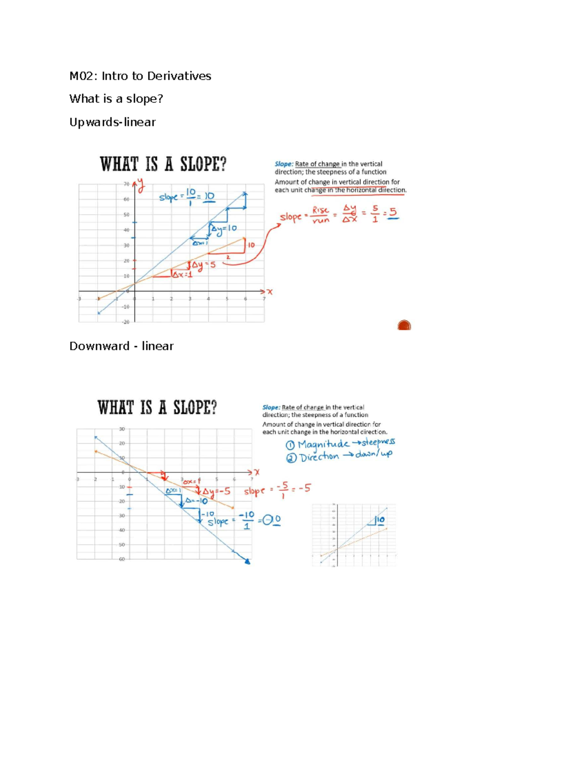 Module 2 - OPMT 5700 - M02: Intro to Derivatives What is a slope ...