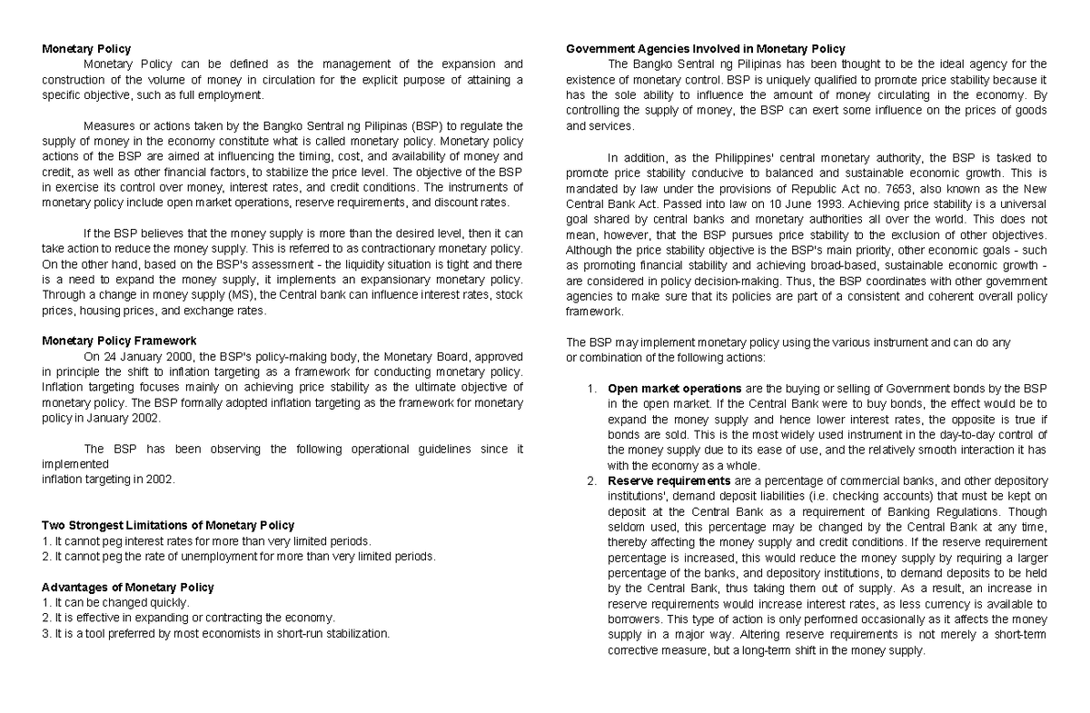 Monetary and Fiscal Policy Overview: Key Concepts and Implications ...