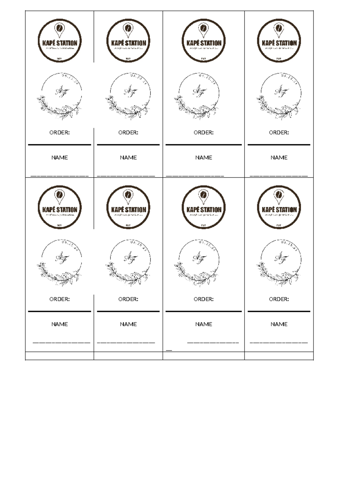 Voucher CART - note to kape station - UNI 101 - ORDER: NAME ...